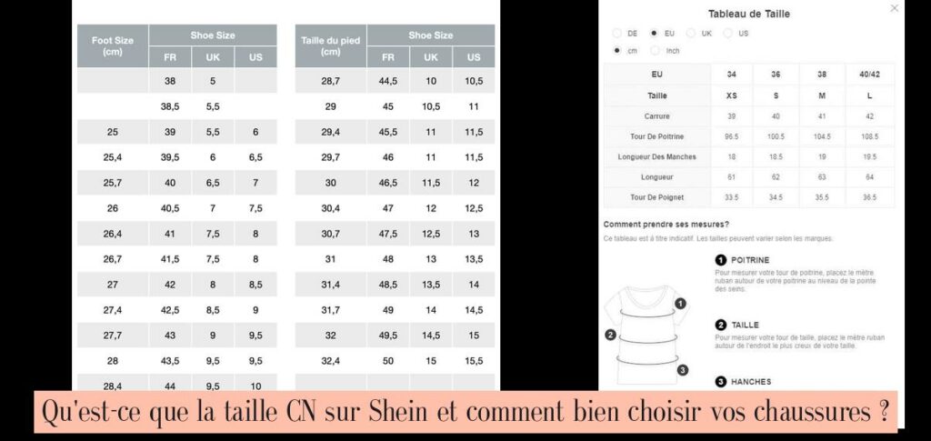 Qu'est-ce que la taille CN sur Shein et comment bien choisir vos chaussures ? – ModeHot.com ...